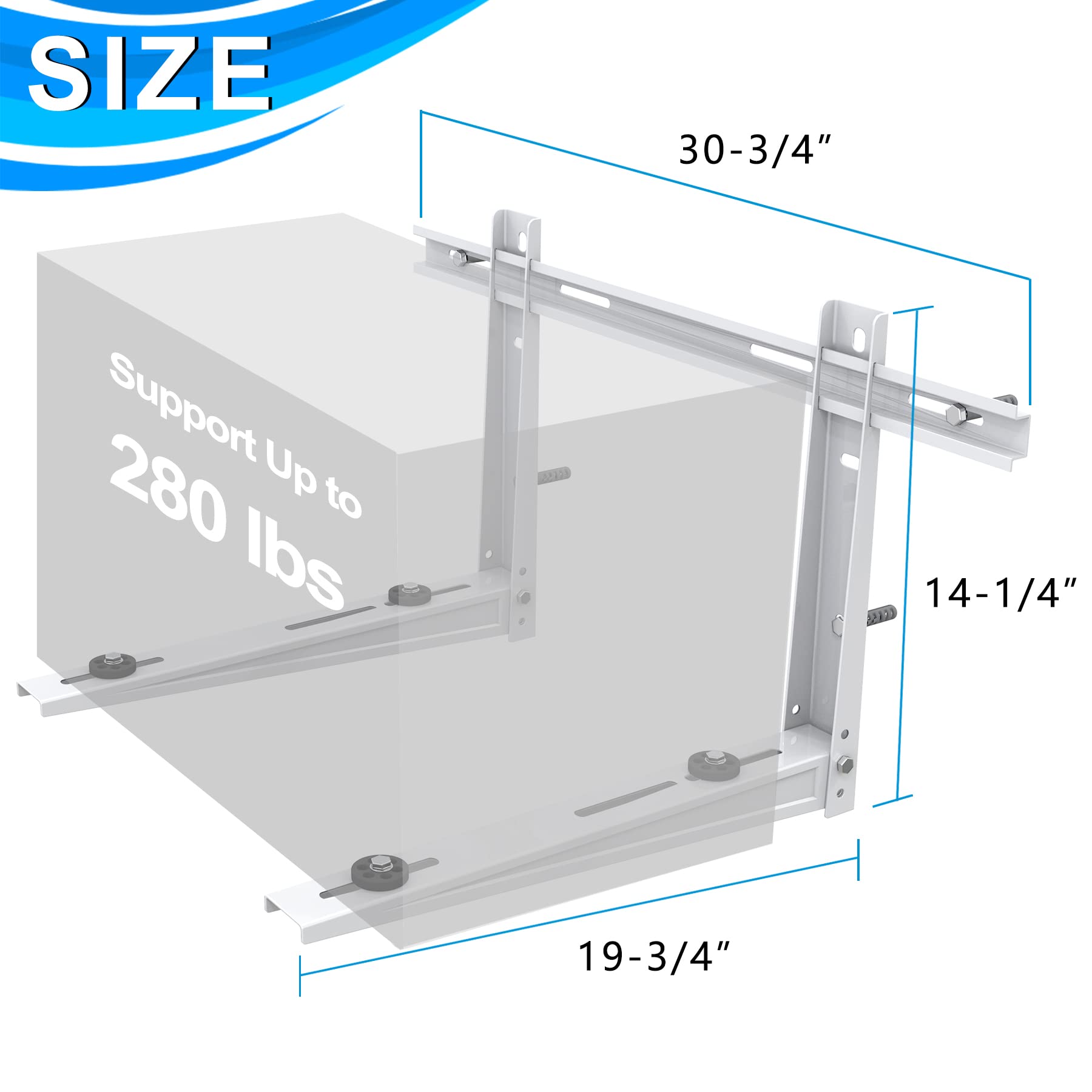 Air Jade Mini Split Bracket with Cross Bar, Heavy Duty Foldable Wall Mounting Bracket for Ductless Mini Split Air Conditioner Heat Pump Systems, 9000 to 18000 BTU, 280 lbs