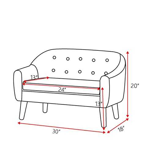 kids Sofa Couch/Linen Fabric 2-Seater Sofa Chair with Wooden Legs for Toddler Ages up to 4/ Small Toddler Couch for Baby Gift(30" W) (Blue)