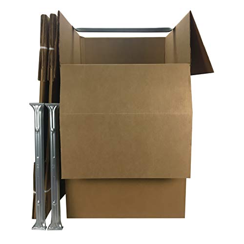 Amazon Basics Wardrobe Clothing Moving Boxes with Bar - 24" x 24" x 40", 3-Pack, Brown