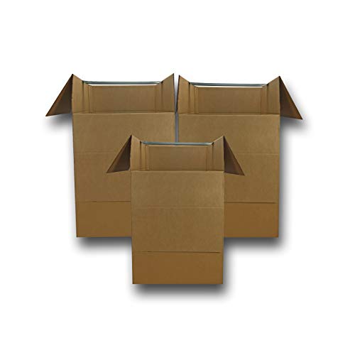 Amazon Basics Wardrobe Clothing Moving Boxes with Bar - 24" x 24" x 40", 3-Pack, Brown