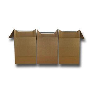 Amazon Basics Wardrobe Clothing Moving Boxes with Bar - 24" x 24" x 40", 3-Pack, Brown