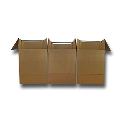 Amazon Basics Wardrobe Clothing Moving Boxes with Bar - 24" x 24" x 40", 3-Pack, Brown