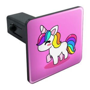 cute kawaii rainbow unicorn chibi tow trailer hitch cover plug insert