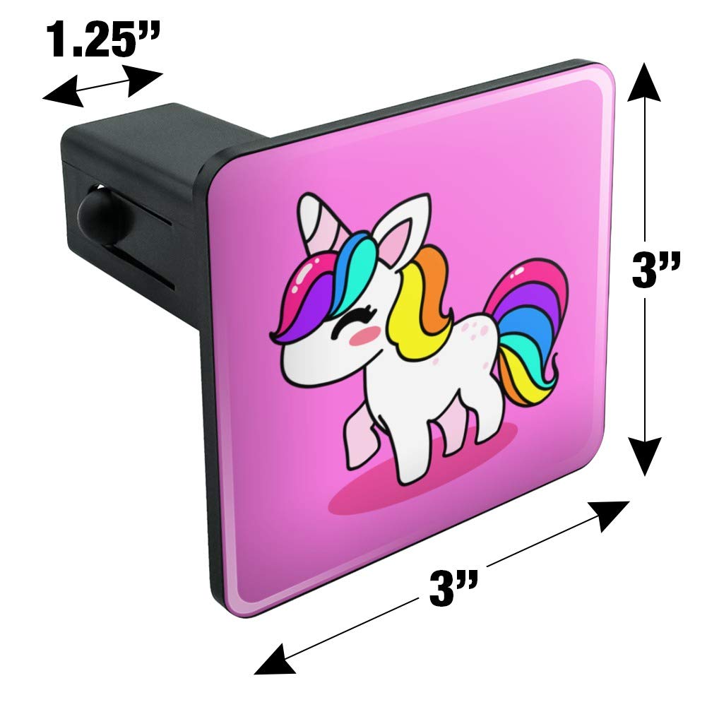 Cute Kawaii Rainbow Unicorn Chibi Tow Trailer Hitch Cover Plug Insert