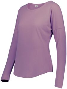 augusta sportswear womens lux tri-blend long sleeve shirt, light lavender heather, 3xl