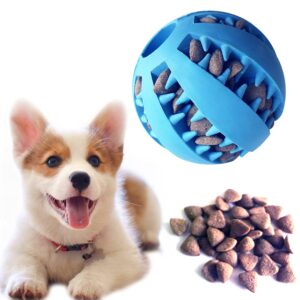 Feixun Dog Treat Toy Ball, Dog Tooth Cleaning Toy, Interactive Dog Toys(1 Green+1 Blue) 2.8" Pack of 2