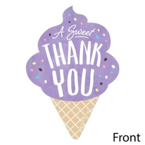 Big Dot of Happiness Scoop Up the Fun - Ice Cream - Shaped Thank You Cards - Sprinkles Party Thank You Note Cards with Envelopes - Set of 12