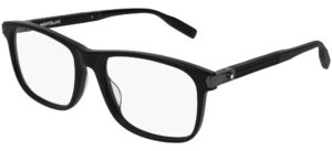 montblanc rectangular eyeglasses mb0035o 005 black 57mm 0035