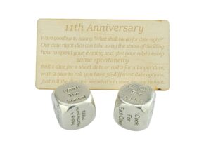 11 year anniversary metal date night dice - create a unique 11th anniversary date night