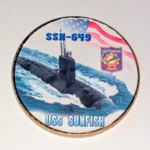 Navy USS Sunfish Submarine Colorized Challenge Art Coin