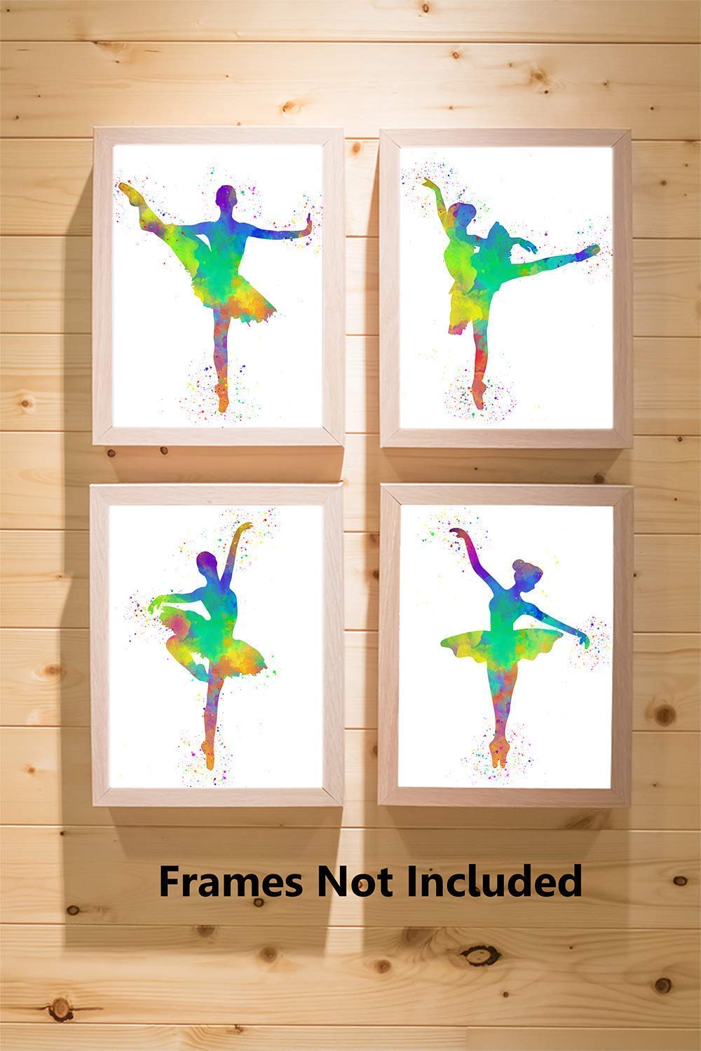 Girl Ballet Dancers Abstract Wall Art Print 8 x 10" Set of 4 Unframed, White Background, Perfect for for Ballerina, Teacher and Lover of Ballet, Ideal Bedroom, Dance Studio, Locker Decor