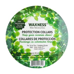 Waxness Waxing Protection Collars 50 Pack Green Fits Most 14-16 Ounces Tins and Pots