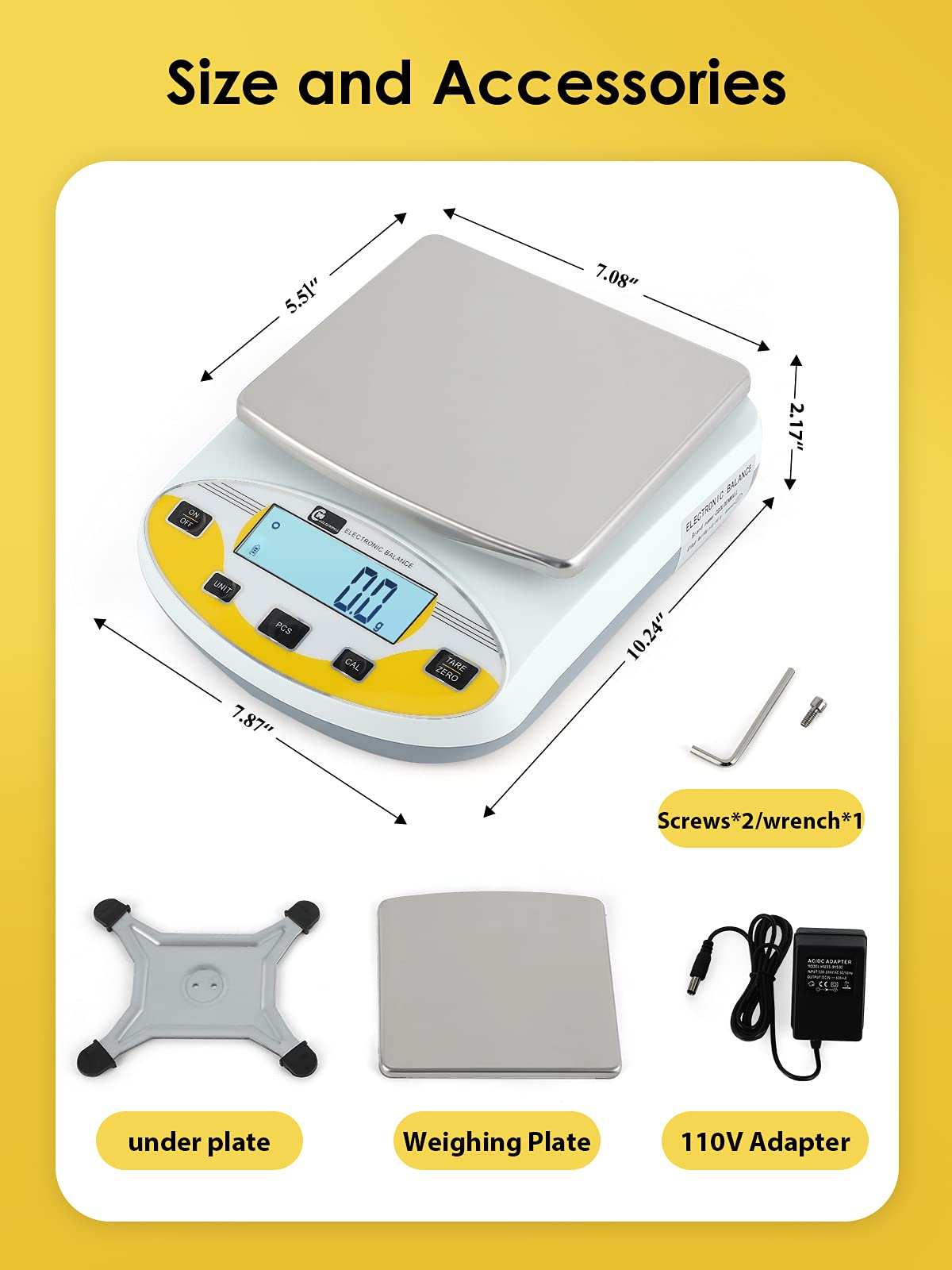 CGOLDENWALL Precision Lab Scale 5000gX0.01g Analytical Electronic Balance Digital Laboratory Scale Precision Jewelry Scales Kitchen Weighing Electronic Scales 0.01g Calibrated 110V (5000g, 0.01g)