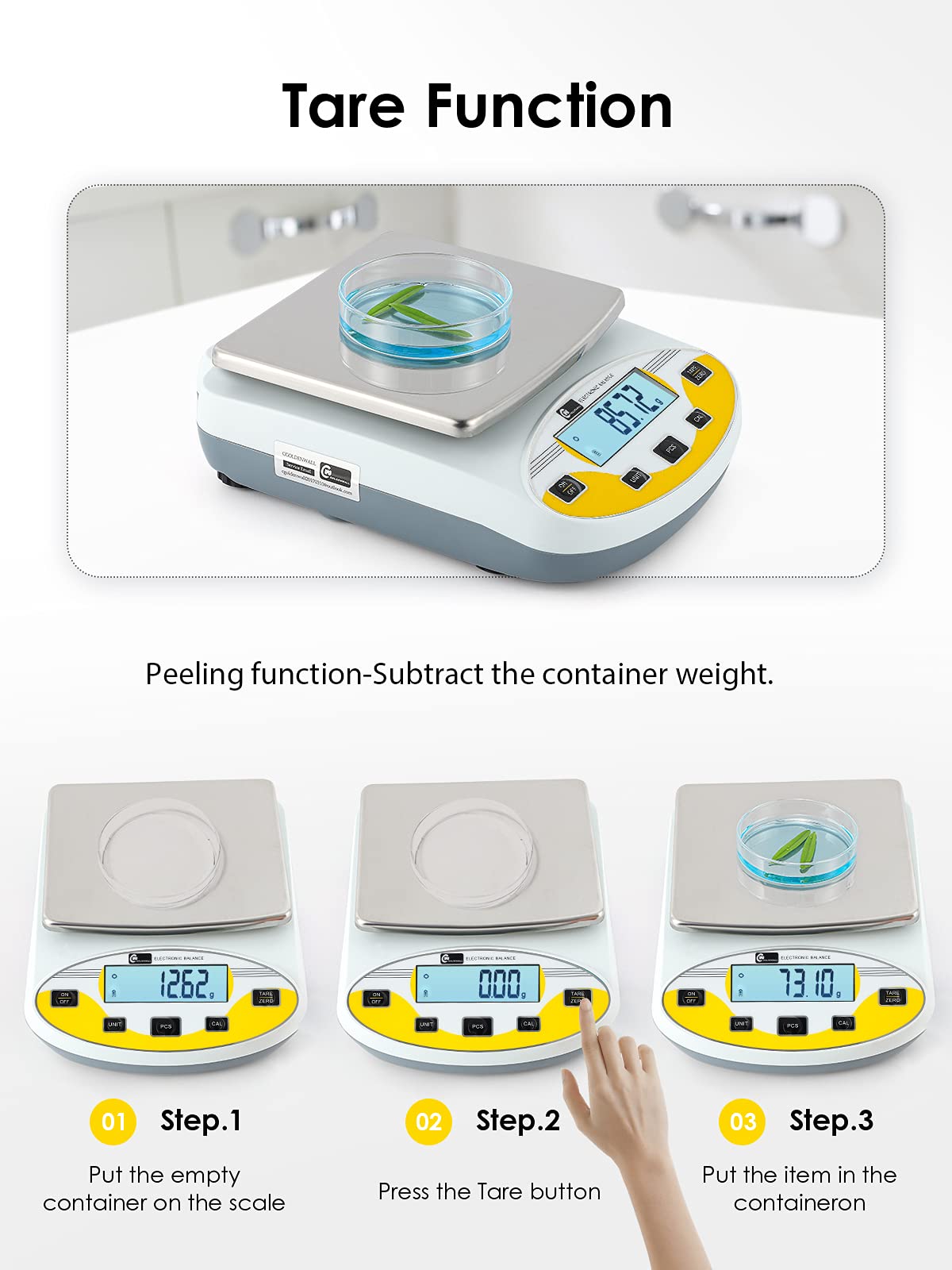 CGOLDENWALL Precision Lab Scale 5000gX0.01g Analytical Electronic Balance Digital Laboratory Scale Precision Jewelry Scales Kitchen Weighing Electronic Scales 0.01g Calibrated 110V (5000g, 0.01g)