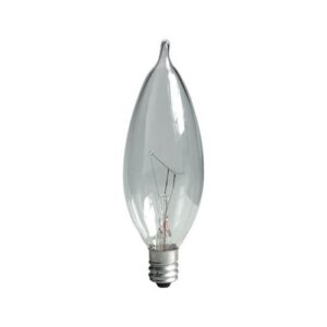 ge 25cac 25pk screw-in decorative lamp, 25 w, incandescent lamp, e12 candelabra lamp base, ca10 shape