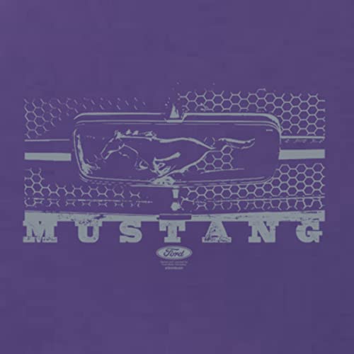 Vintage Ford Mustang Silver Honeycomb Grill Distressed Cars and Trucks Womens Junior Fit V-Neck Tee, Purple Rush, Medium