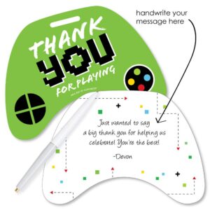 Big Dot of Happiness Game Zone - Shaped - Pixel Video Game or Birthday Party Thank You Note Cards with Envelopes - Set of 12