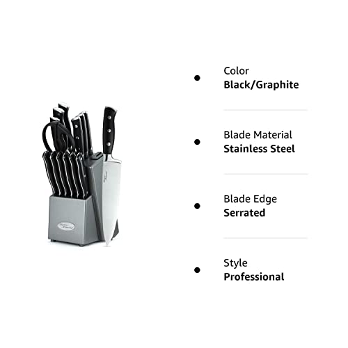 Marco Almond® Kitchen Knife Set with Block KYA31,14 Pieces Japanese Stainless Steel Cutlery Knives Block Set for Kitchen with Built-in Sharpener