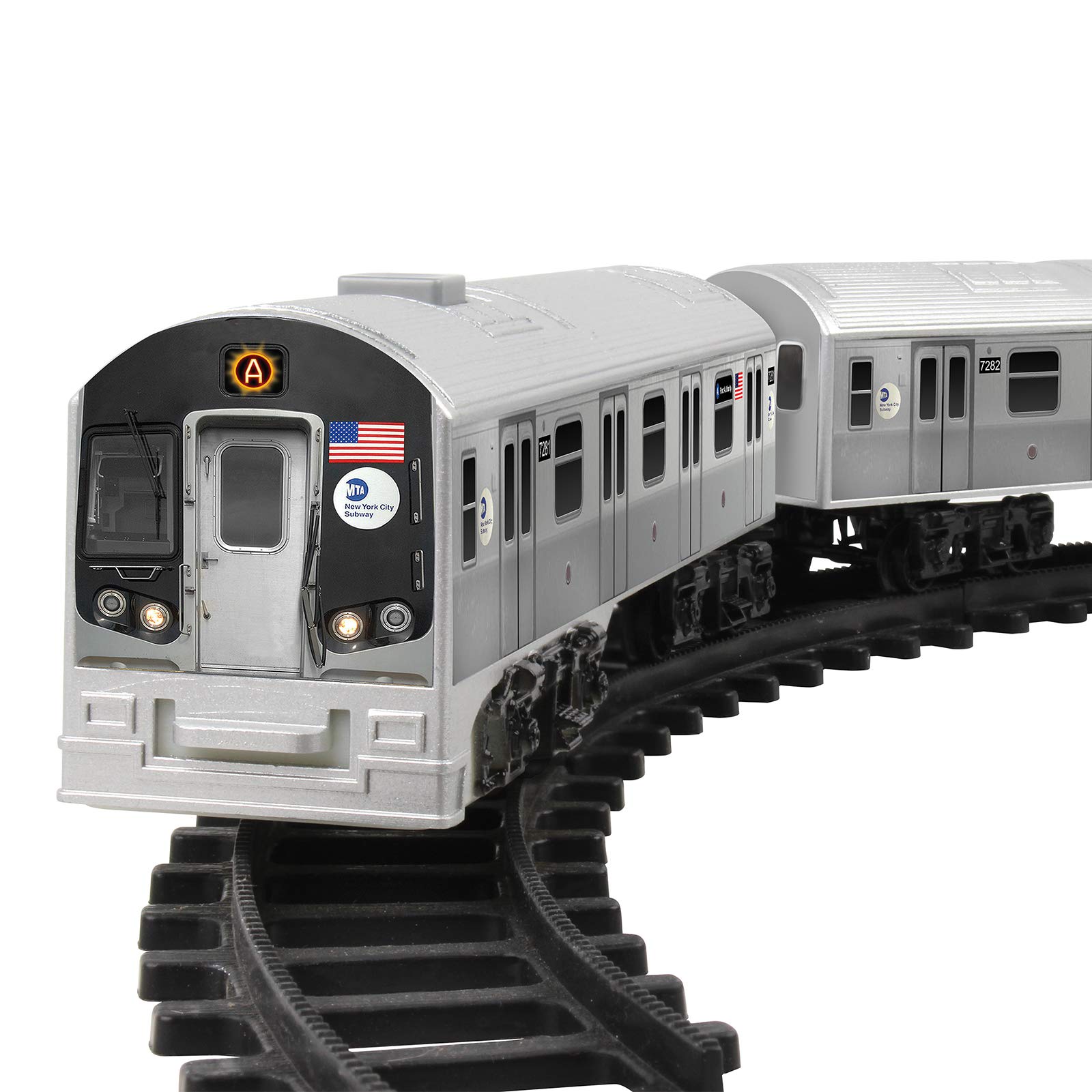 New York MTA New York City 3 Pc. Battery Operated Train Set with Track ,39" X 25",Silver