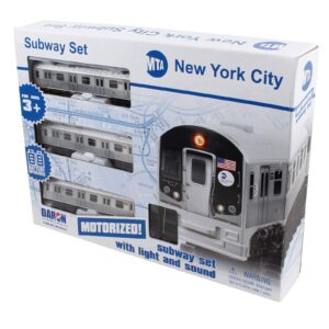 New York MTA New York City 3 Pc. Battery Operated Train Set with Track ,39" X 25",Silver