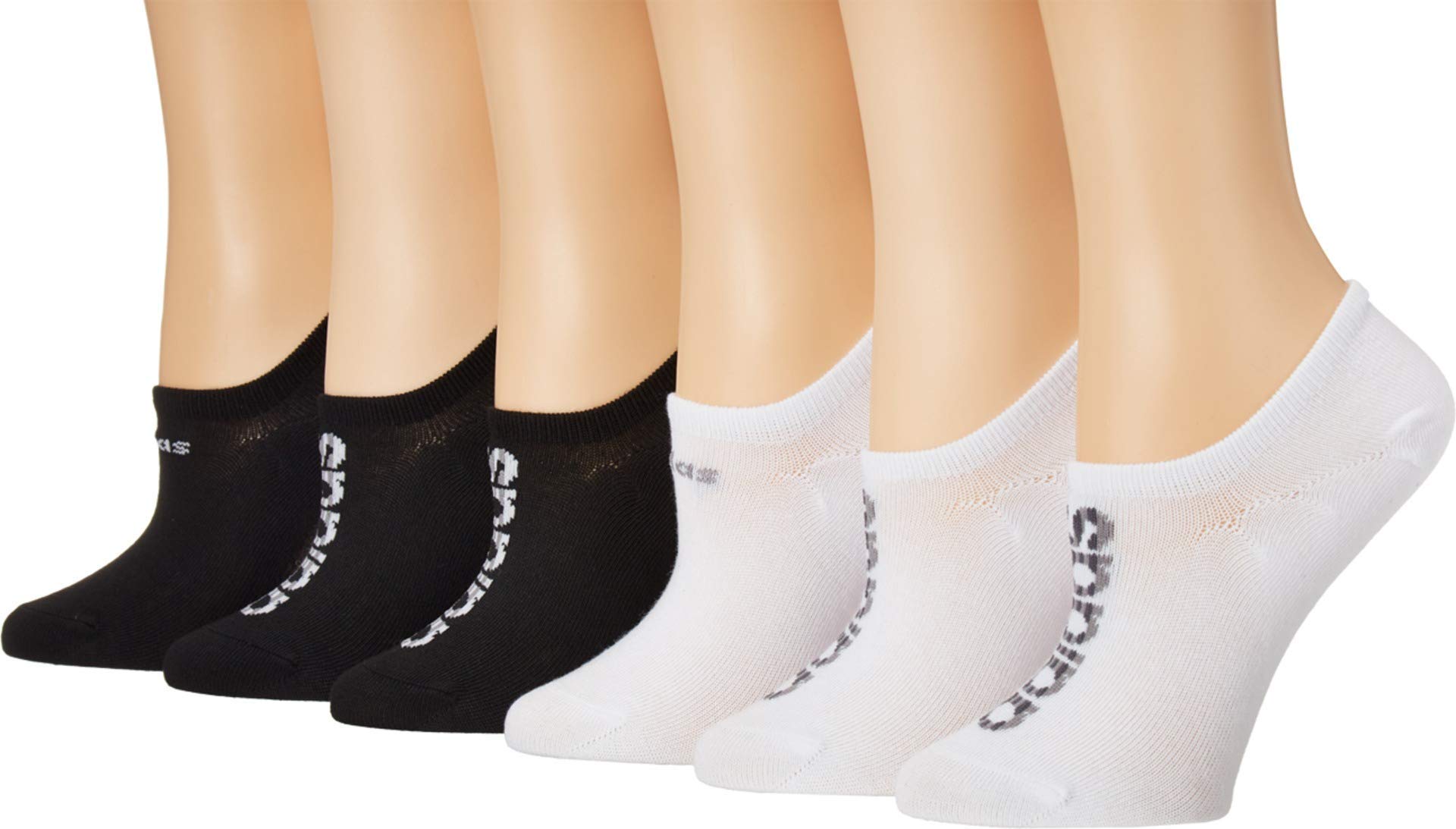 adidas Women's Superlite Linear Super No Show Socks (6-Pair), White/Light Onix/Onix Black/White/Light Onix, Medium