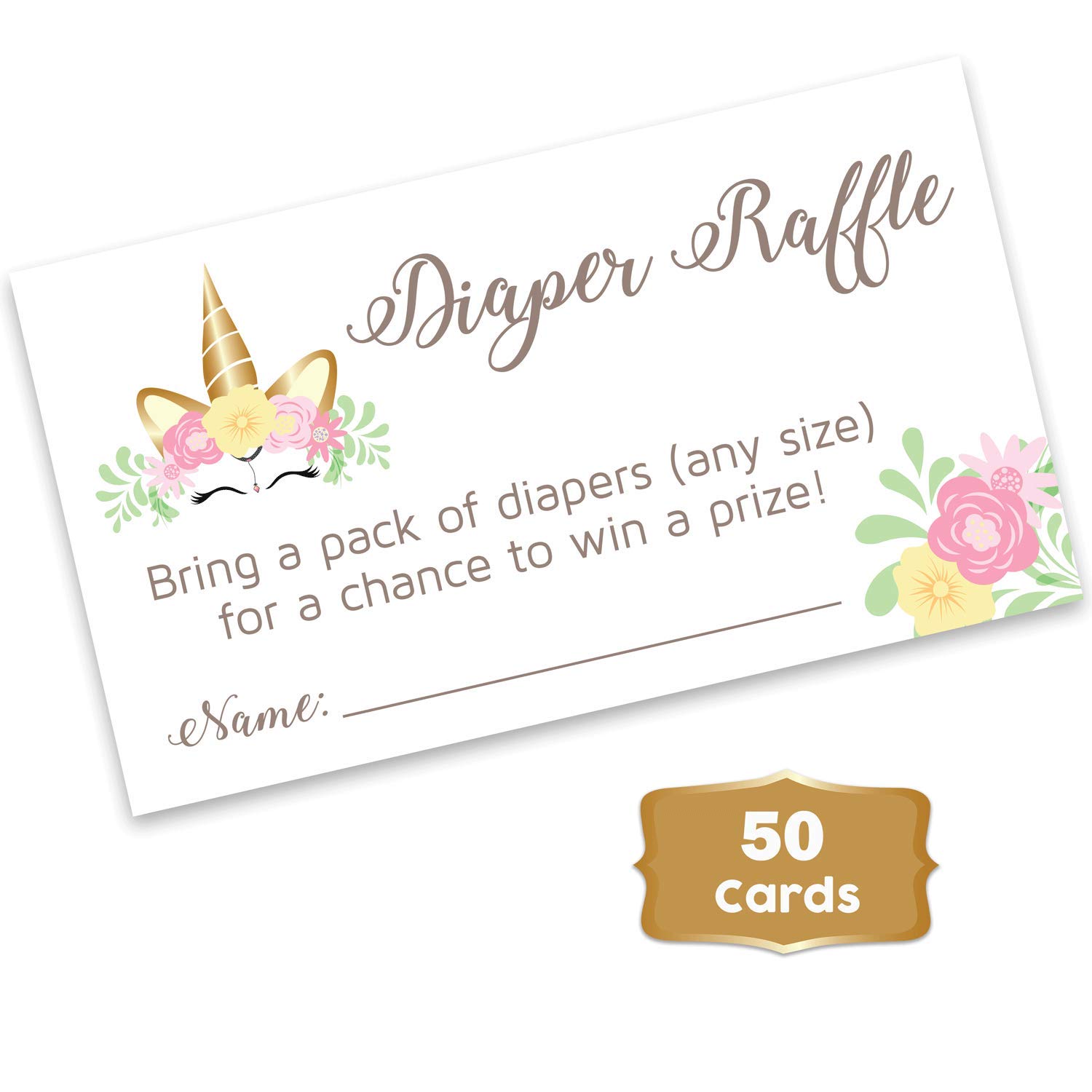 Unicorn - Baby Shower Floral Diaper Raffle Tickets (50 Count) | Girl Baby Shower Game | Unicorn Diaper Raffle for Baby Shower | Fun Baby Shower Activities