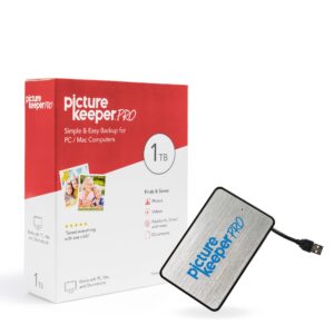 picture keeper pro connect photo & video external hard drive for mac and pc computers, 1tb usb flash drive