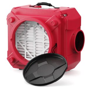 alorair air scrubber with 3 stage filtration, stackable negative air machine for industrial and commercial use, heavy duty air cleaner with merv-10 filter, hepa/activated carbon filter, red