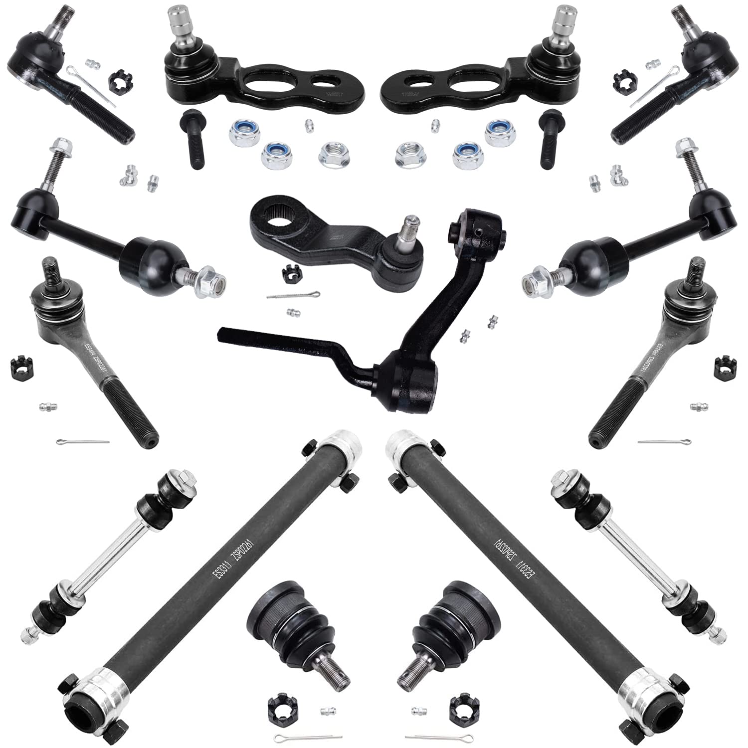 Detroit Axle - Front 16pc Suspension Kit for 95-97 Mercury Grand Marquis Ford Crown Victoria Lincoln Town Car Ball Joints Tie Rods Idler Pitman Arm Adjusting Sleeve Replacement Front Rear Sway Bars