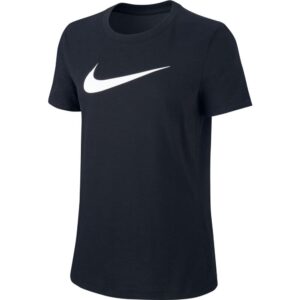 nike women's dry tee drifit crew, black/black/heather/(white), medium