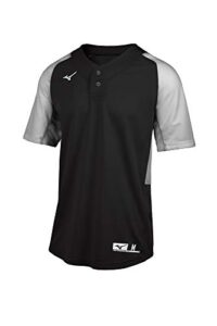 mizuno mens aerolite adult 2-button baseball jersey, black-grey, medium us