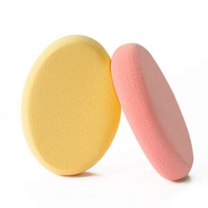 oval puff 2 packs skin tone and pink make-up egg air cushion puff beauty egg foundation sponge professional makeup sponge wet and dry