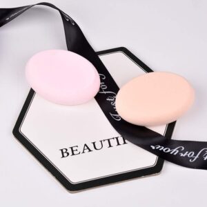 Oval Puff 2 Packs Skin Tone and Pink Make-up Egg Air Cushion Puff Beauty Egg Foundation Sponge Professional Makeup Sponge Wet and Dry