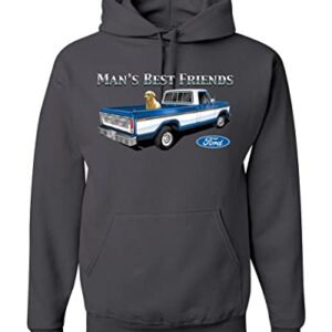 Wild Bobby Ford Motors Funny Man's Best Friends Pickup Truck Dog Cars and Trucks Unisex Graphic Hoodie Sweatshirt, Charcoal, XX-Large