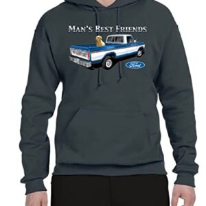 Wild Bobby Ford Motors Funny Man's Best Friends Pickup Truck Dog Cars and Trucks Unisex Graphic Hoodie Sweatshirt, Charcoal, XX-Large