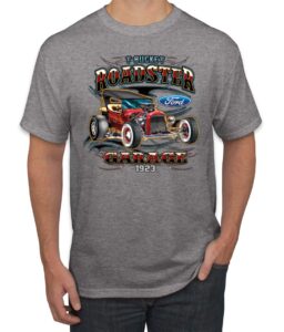 ford retro t-bucket roadster 1923 vintage garage motors cars and trucks men's graphic t-shirt, heather grey, xx-large