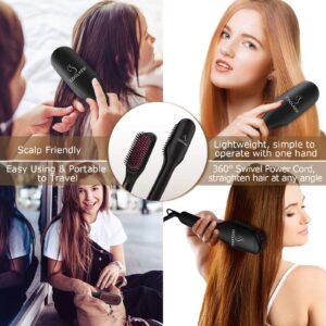 Ionic Hair Straightener Brush by COOLKESI, 30s Fast MCH Ceramic Heating Hair Straightening Brush with Anti Scald Feature, Auto-Off & Dual Voltage, Portable Frizz-Free Silky Electric StraighteningComb1