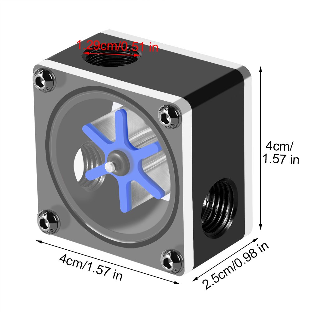 Wendry PC Water Flow Meter Indicator, G1/4 Thread Computer Water Cooling Flow Meter, 6 Impeller 3 Ways Flow Meter Indicator for PC Water Cooling System