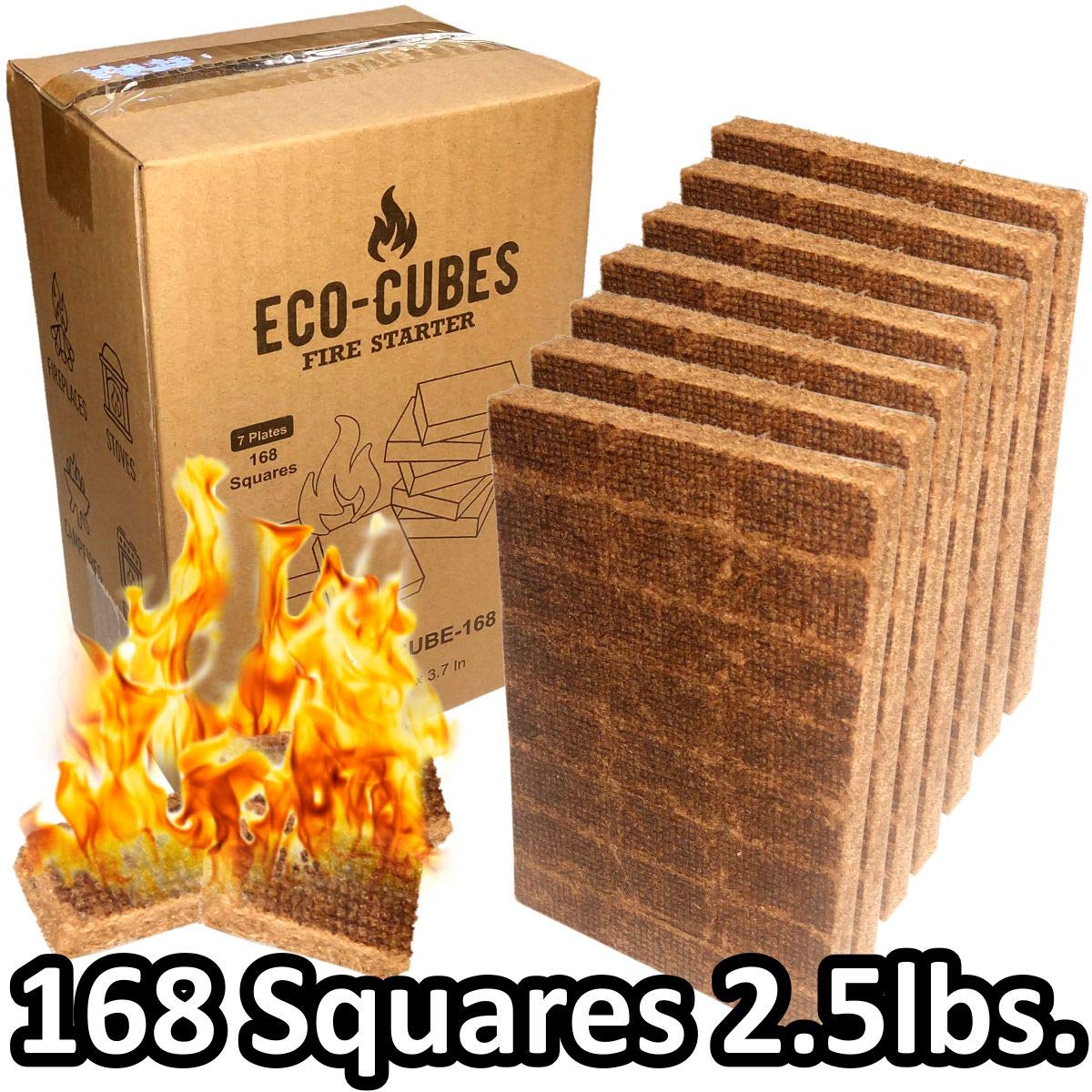 EasyGo Product Eco Cubes - Fire Starter Squares - Great Lighter for Chimney, Charcoal Grill, Fireplace, Campfire, Pellet