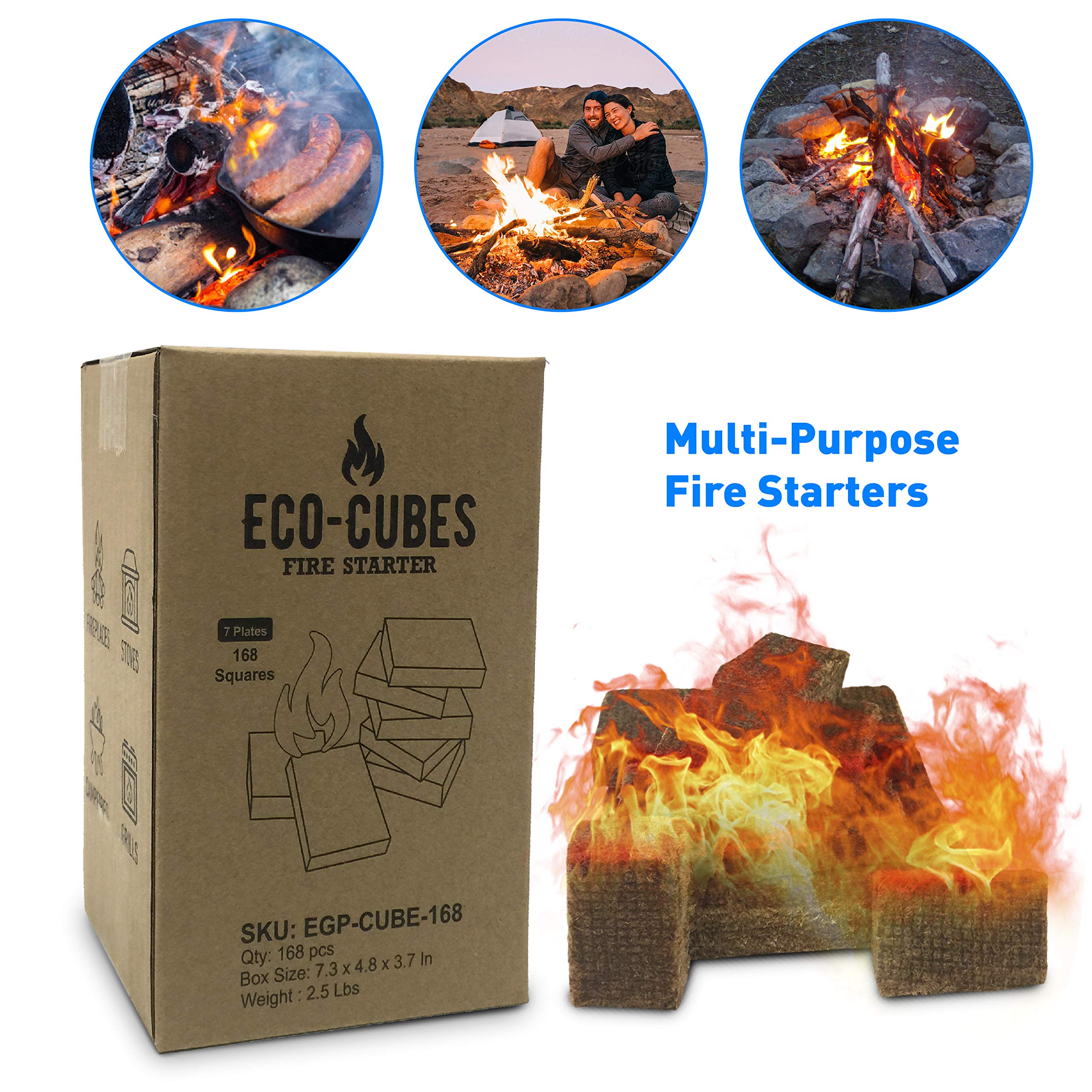 EasyGo Product Eco Cubes - Fire Starter Squares - Great Lighter for Chimney, Charcoal Grill, Fireplace, Campfire, Pellet