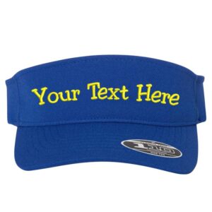 custom visor hat, yupoong 8110 embroider your own text customized, adjustable fit men women visor cap (royal)