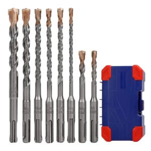 workpro 8-piece sds-plus drill bit set, carbide tip, sds+ rotary hammer drill bit set with storage case for brick, cement, stone & concrete