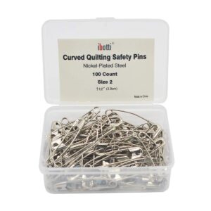 ibotti curved safety pins for quilting, basting pins, size 2, 100-count