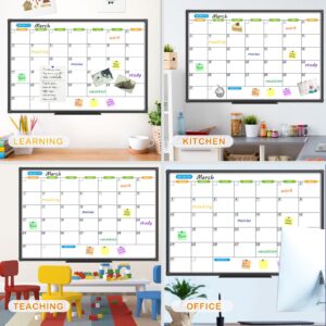 JILoffice Dry Erase Calendar Whiteboard 48 X 36 Inch - Magnetic White Board Calendar Monthly, Black Aluminum Frame Wall Mounted Board for Office Home and School