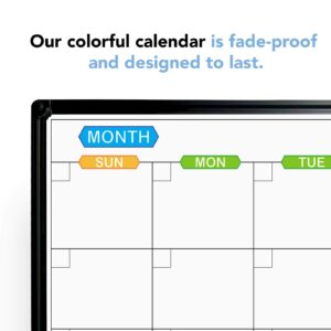 JILoffice Dry Erase Calendar Whiteboard 48 X 36 Inch - Magnetic White Board Calendar Monthly, Black Aluminum Frame Wall Mounted Board for Office Home and School