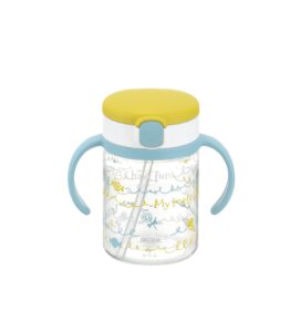 richell aqulea outing straw mug 200ml yellow