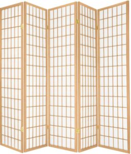 legacy decor 5 panels room divider privacy screen partition shoji style 71" tall x 87.5" wide natural finish