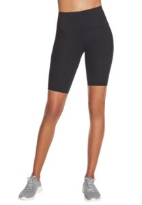 skechers womens go walk high waisted 8" bike shorts, black, medium us