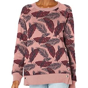 JAG Jeans Women's Kristen Side Snap Crew Pullover-Legacy, Misty Rose Print, L