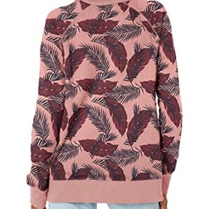 JAG Jeans Women's Kristen Side Snap Crew Pullover-Legacy, Misty Rose Print, L